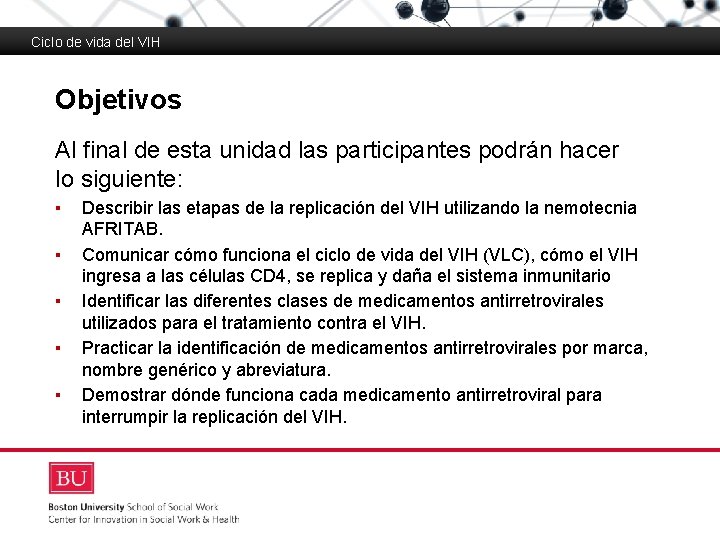 Ciclo de vida del VIH Boston University School