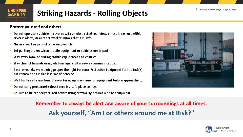 bcmsa devcogroup com Rolling Objects Safety Moment bcmsa