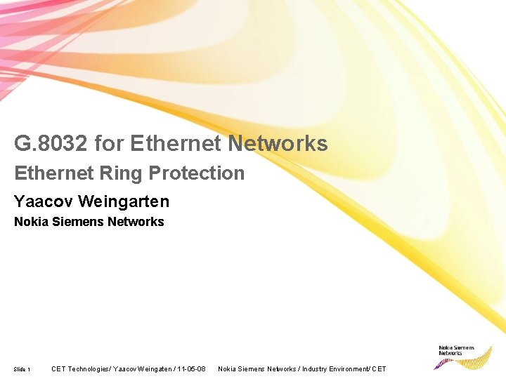 G 8032 for Ethernet Networks Ethernet Ring Protection
