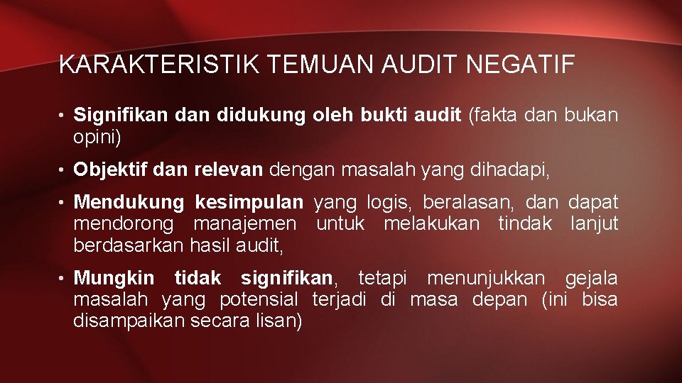 TEMUAN KEKURANGAN DEFICIENCY FINDINGS PELAPORAN HASIL AUDIT MANAJEMEN