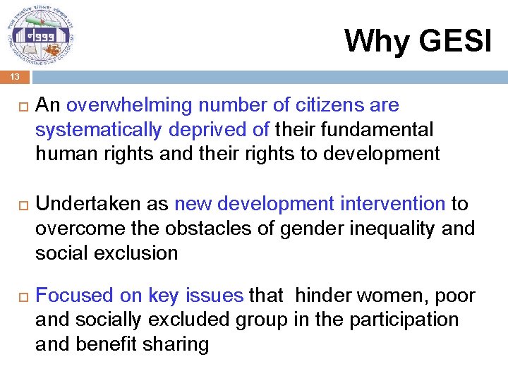 INCLUSIVE GOVERNANCE AND GESI Coverage 2 Inclusive Governance