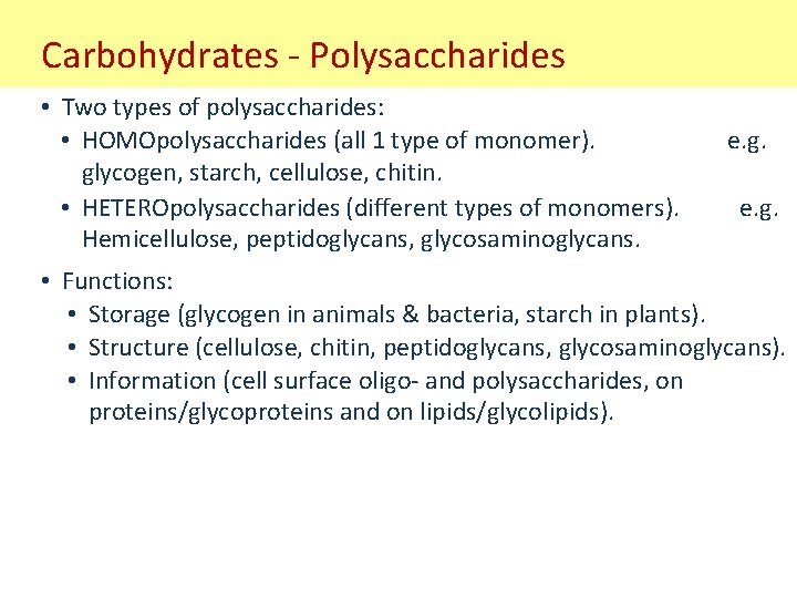 Lecture 12 B Carbohydrates oligo and polysaccharides Carbohydrates
