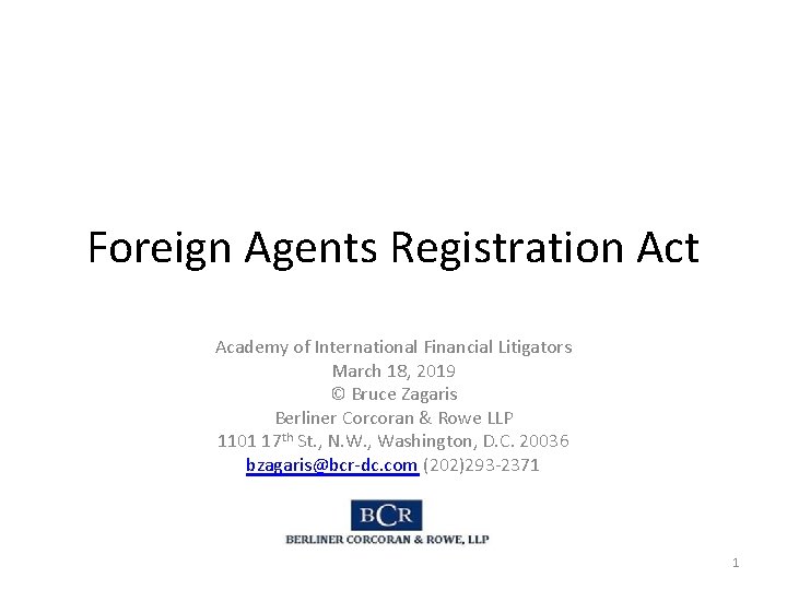 Foreign Agents Registration Act Academy of International Financial