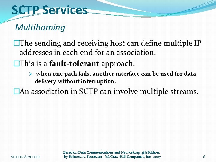 Stream Control Transmission Protocol SCTP Ch 23 Ameera