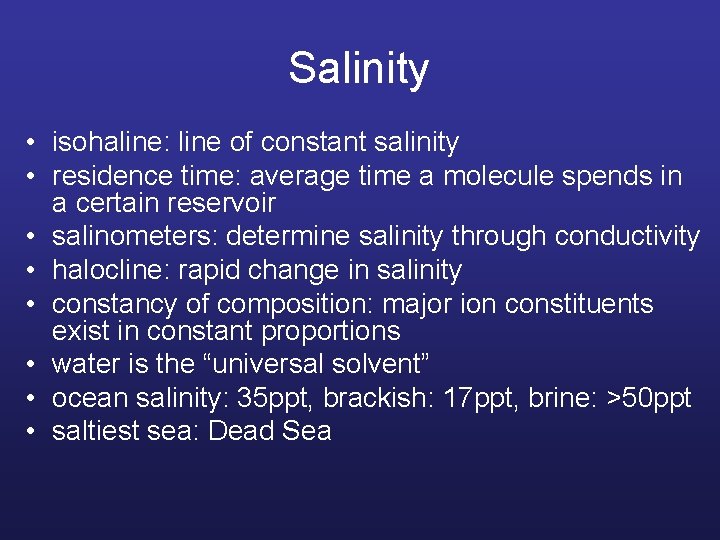 Ocean Chemistry and Composition Brian Schuster Chemical Properties
