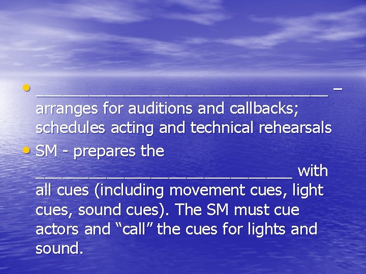 Theatre Personnel Theatre Personnel Brings together the script