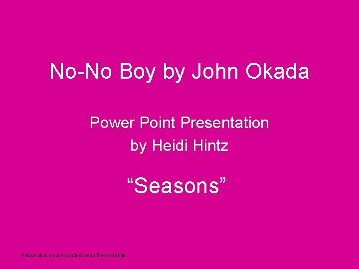 NoNo Boy by John Okada Power Point Presentation