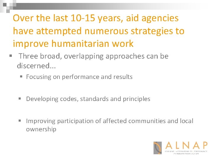 Improving the international humanitarian system the potential for