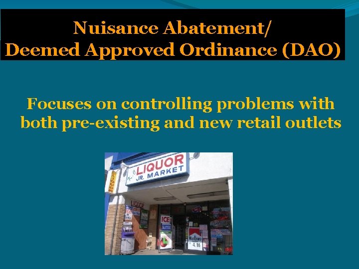 Alcohol Density Community Safety Presentation Agenda CPPCURB Background