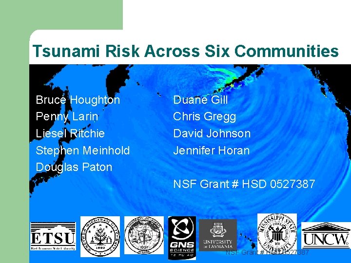 Tsunami Risk Across Six Communities 33 rd Annual