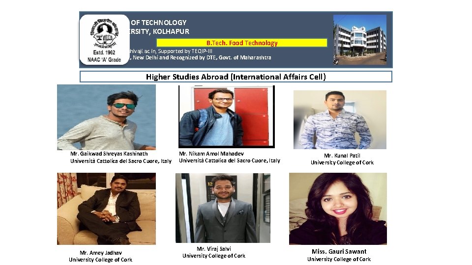 DEPARTMENT OF TECHNOLOGY SHIVAJI UNIVERSITY KOLHAPUR B Tech