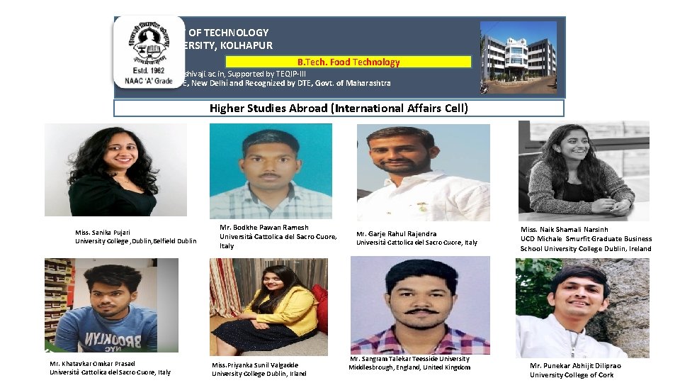 DEPARTMENT OF TECHNOLOGY SHIVAJI UNIVERSITY KOLHAPUR B Tech