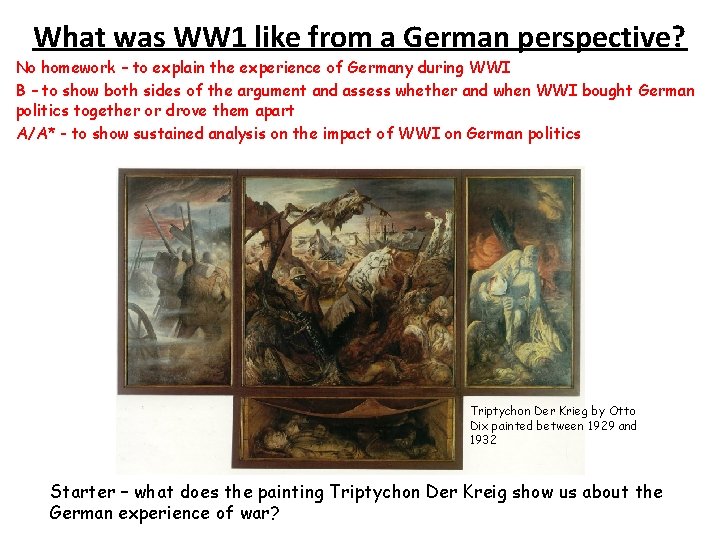 What was WW 1 like from a German