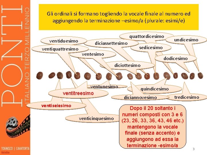 Ripasso di grammatica elementare I numeri ordinali Indicano