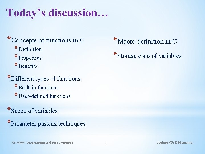 Programming and Data Structures Debasis Samanta Computer Science