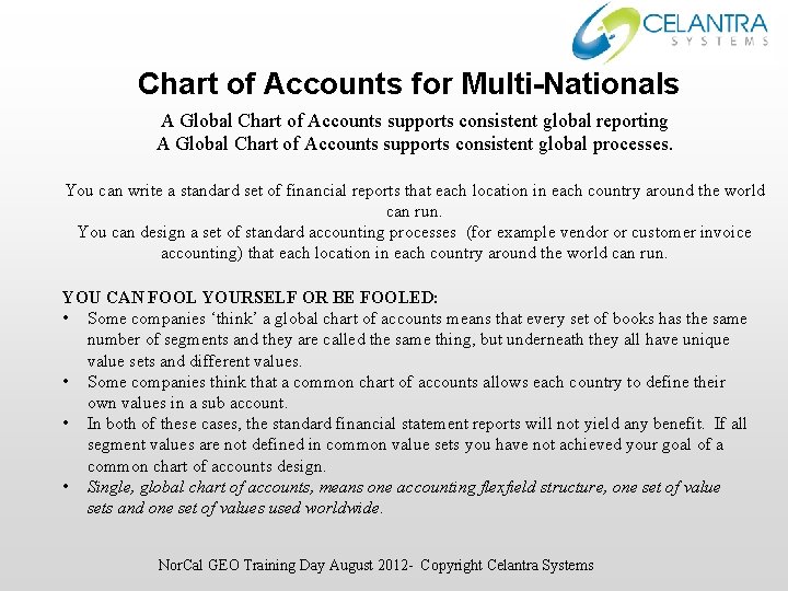 Global Chart of Accounts Lessons Learnt from 15