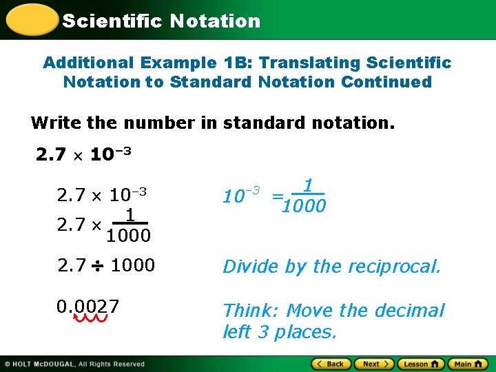 Scientific Notation Warm Up Order each set of