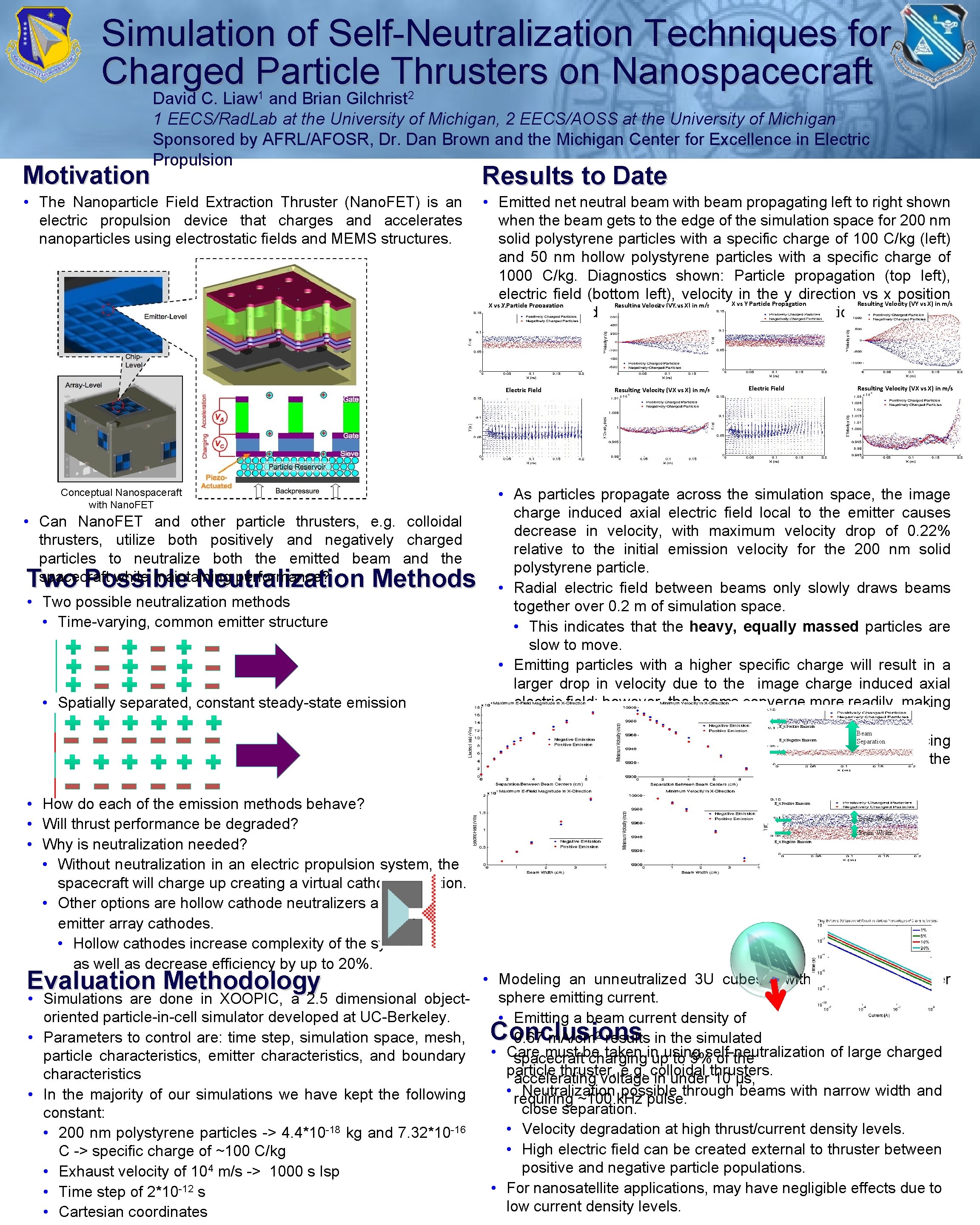 Simulation of SelfNeutralization Techniques for Charged Particle Thrusters
