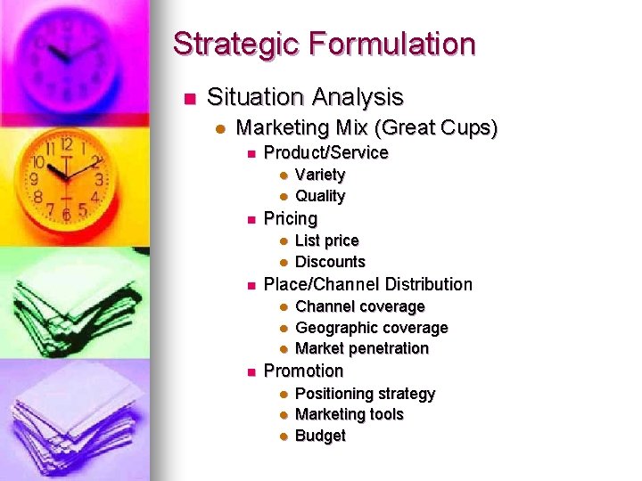 Strategic Plan Template Strategic Formulation Table Of Contents