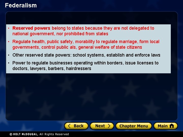 Federalism CHAPTER 4 FEDERALISM Federalism Section 1 at