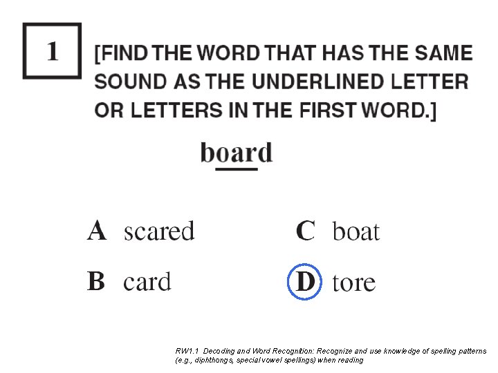 RW 1 1 Decoding and Word Recognition Recognize