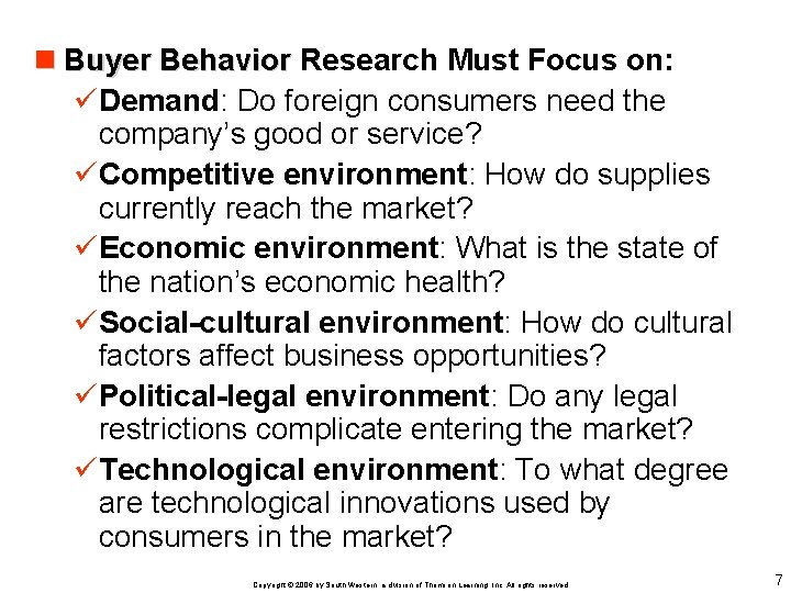 Chapter 7 Serving Global Markets Copyright 2006 by