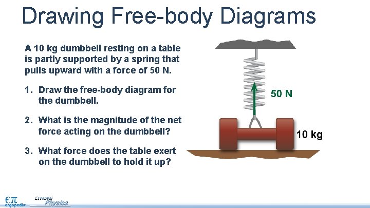 Freebody diagrams Weight vs mass Mass is an