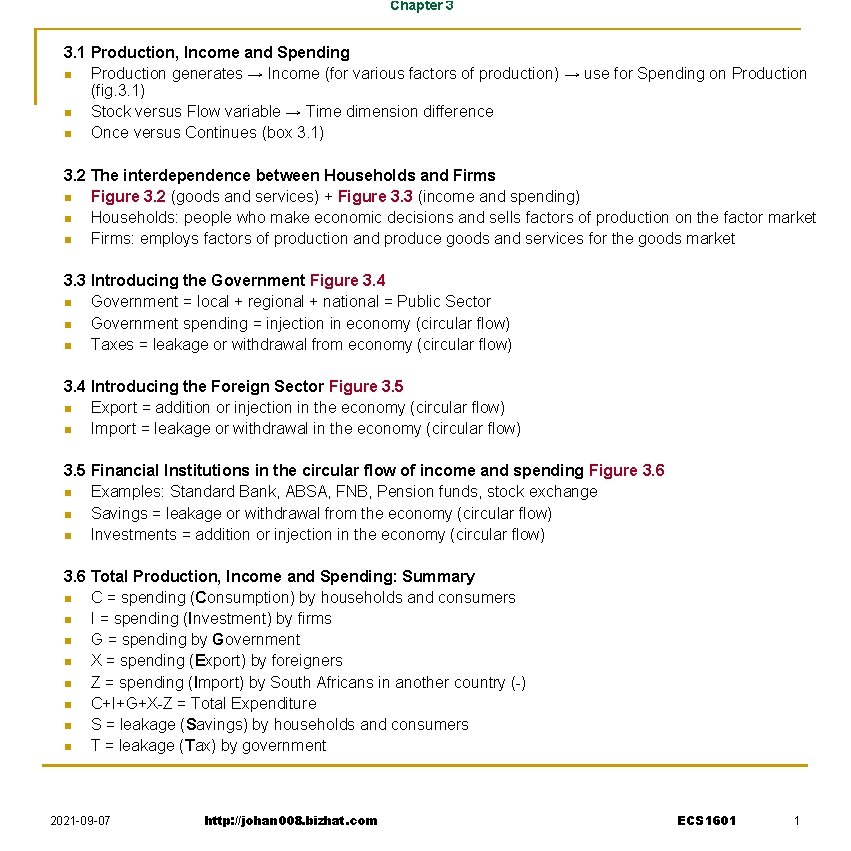 Chapter 3 3 1 Production Income and Spending
