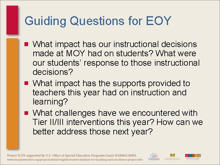 Implementing Structured Data Meetings End of Year EOY