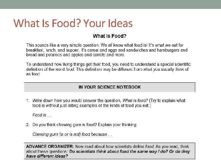 FOOD WEBS LESSON 1 A What Is Food