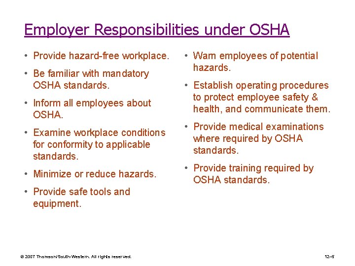 Safety and Health Managing Human Resources Bohlander Snell