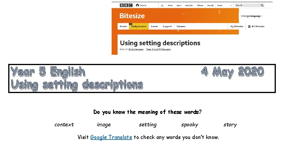 Year 5 English Using setting descriptions Ethnic Minority