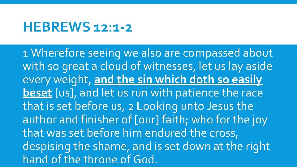 HEBREWS 12 1 2 1 Wherefore seeing we