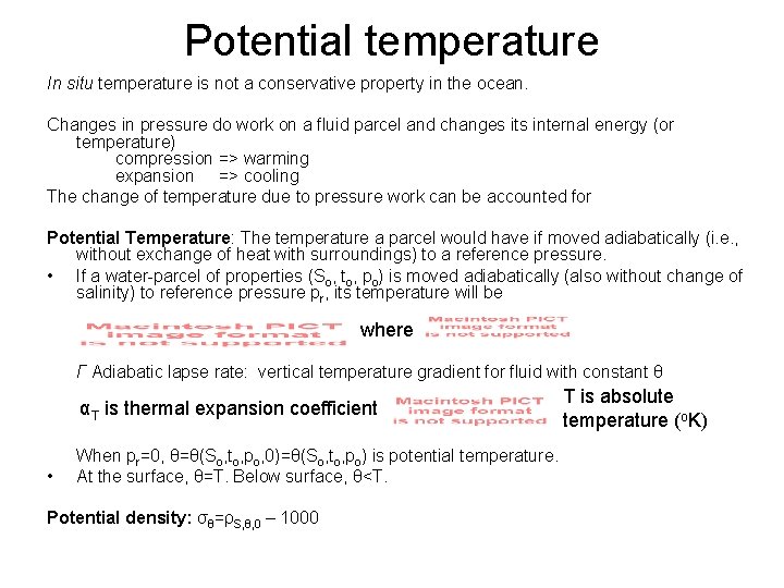 Thermobaric Effect Potential temperature In situ temperature is