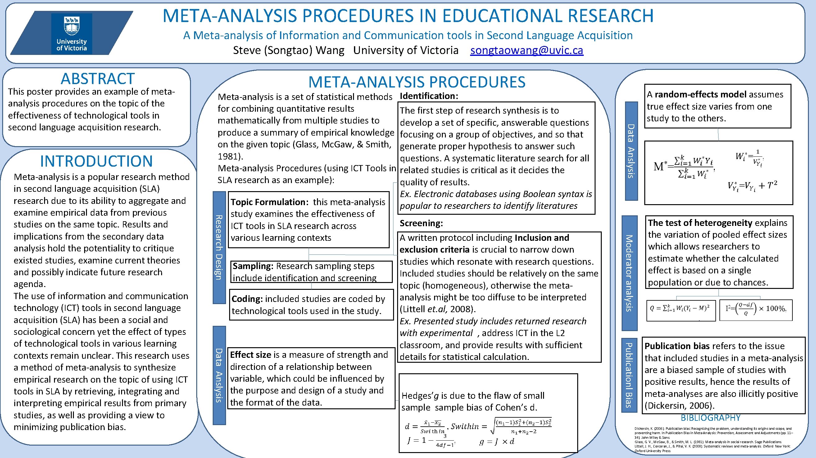METAANALYSIS PROCEDURES IN EDUCATIONAL RESEARCH A Metaanalysis of