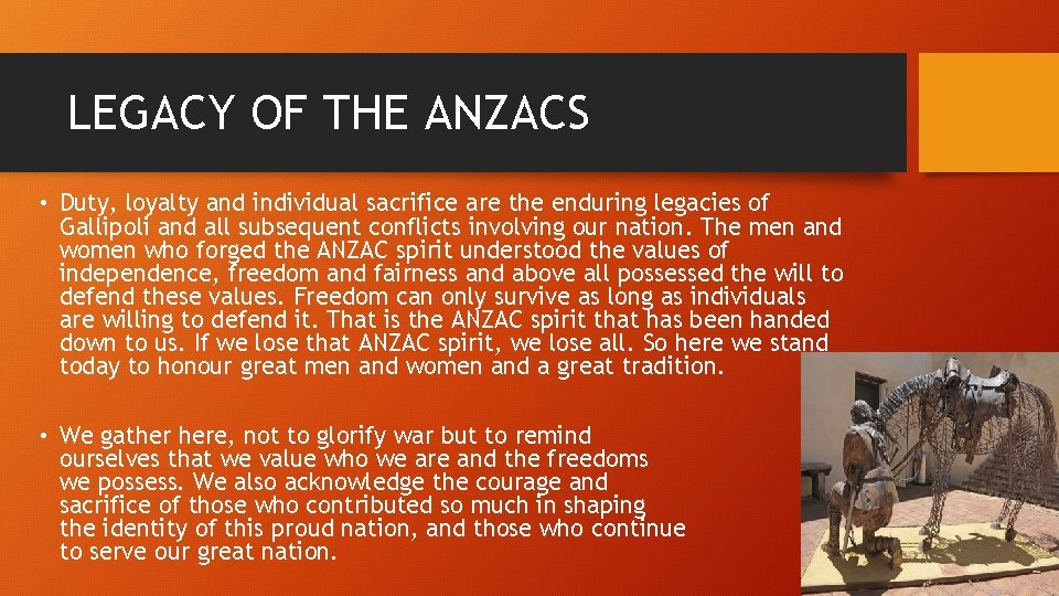ANZAC DAY Acknowledgement to Country We wish to