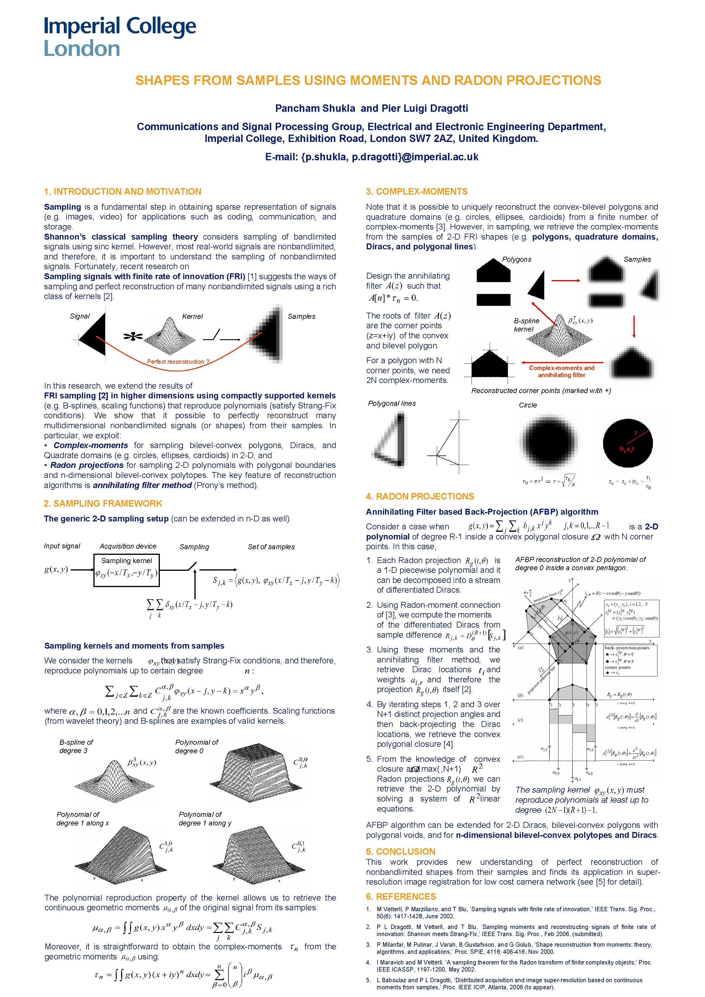SHAPES FROM SAMPLES USING MOMENTS AND RADON PROJECTIONS