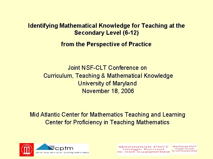 Identifying Mathematical Knowledge for Teaching at the Secondary