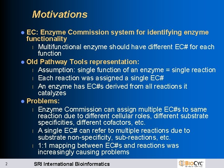 Expanded Representation of EC Numbers in Pathway Tools