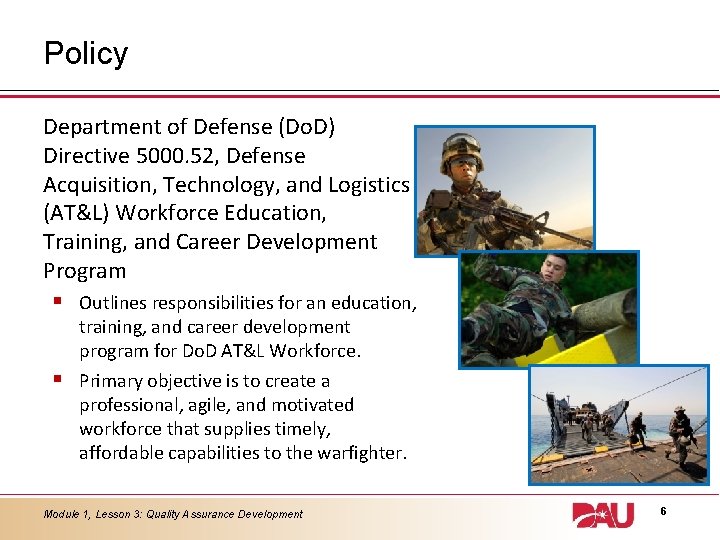 LESSON 3 Quality Assurance Development 15 November 2013