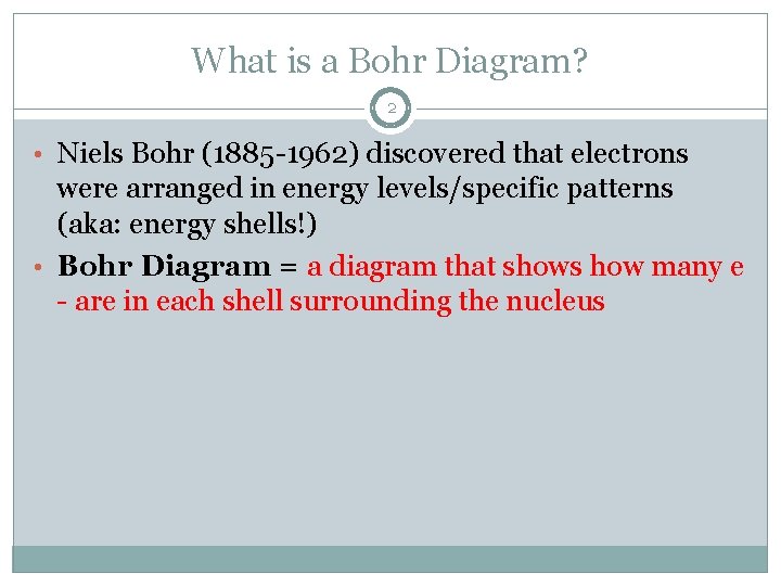 Bohr and Lewis Diagrams 1 PROPERLY DRAWING ATOMS