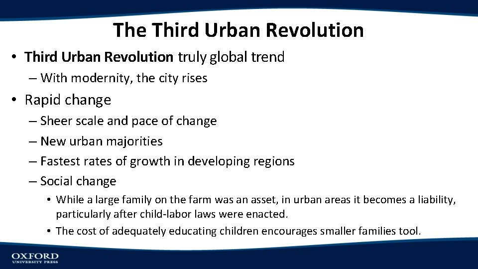 Chapter 16 The Urban Transformation A majority of