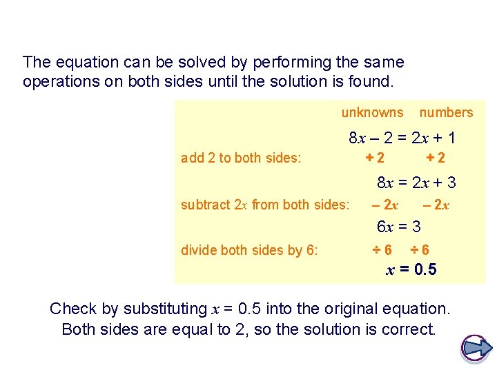 Solving linear equations 1 of 18 Boardworks 2012