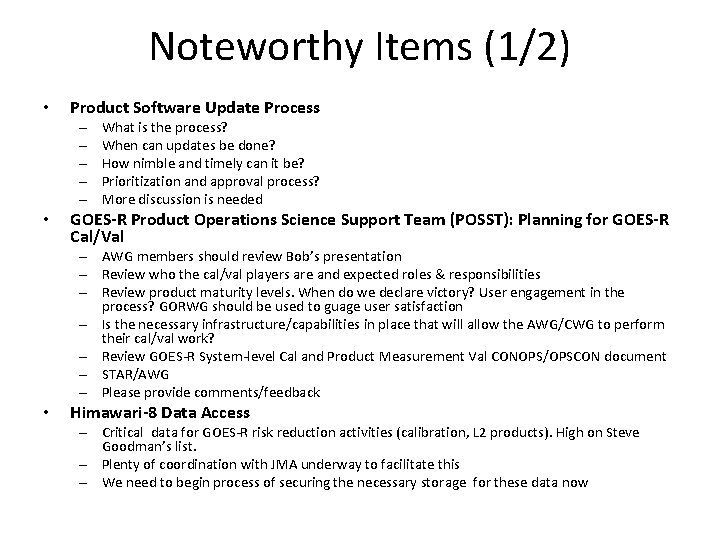 Noteworthy Items 12 Product Software Update Process What
