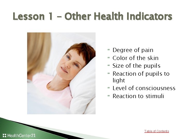 Vital Signs and Body Measurements Table of Contents