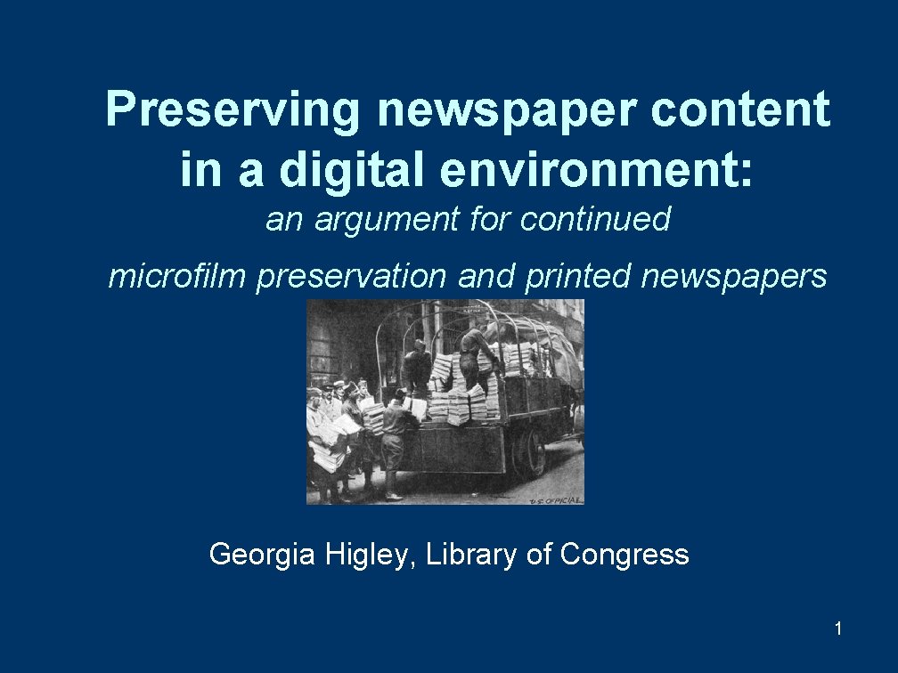 Preserving newspaper content in a digital environment an