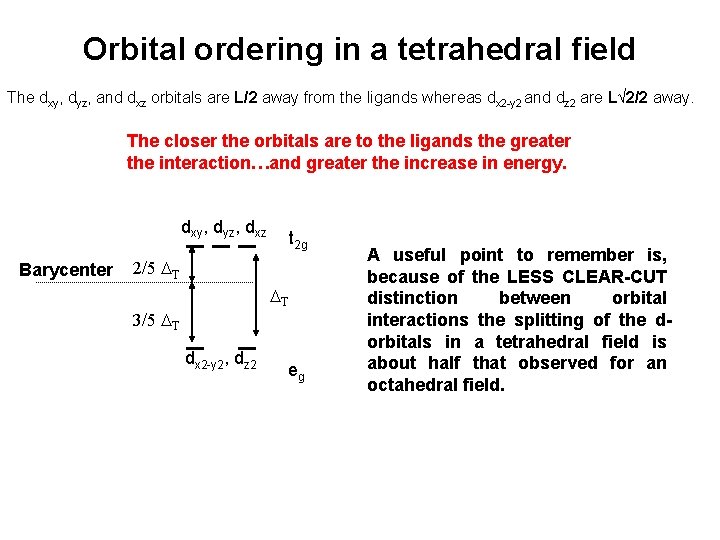 A summary of the effects on the orbital