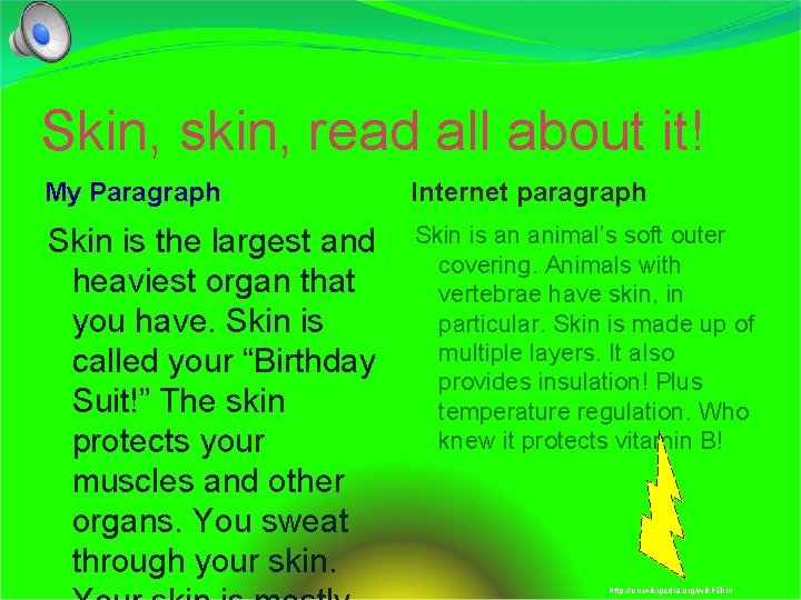 My Body The body and its main components