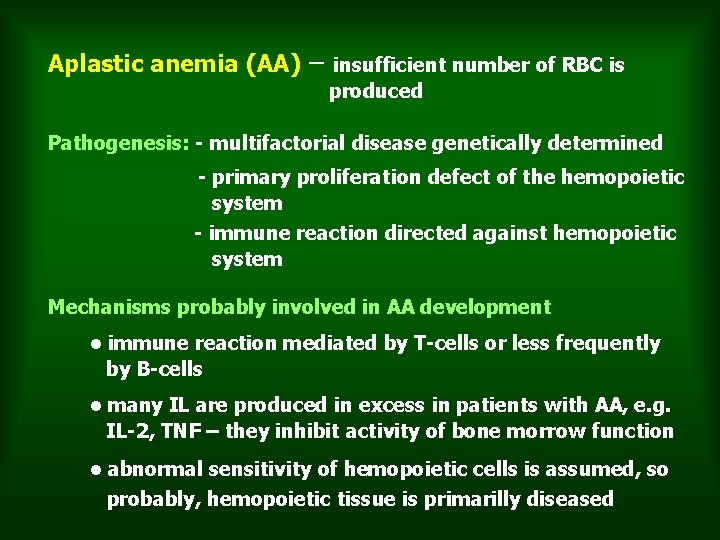 Pathophysiology of red and white blood cells disturbances