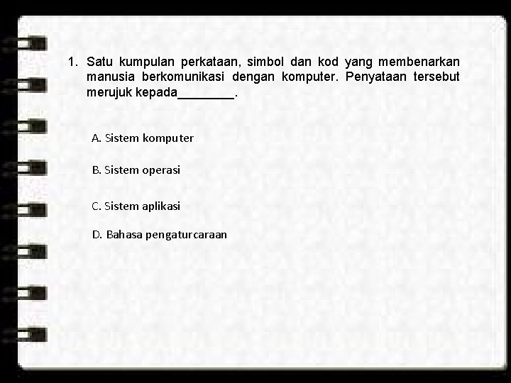 Latihan 5 1 Soalan aneka pilihan 1 Satu